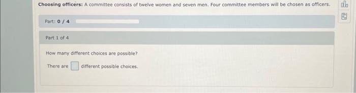 Solved How many different choices are possible? There are | Chegg.com