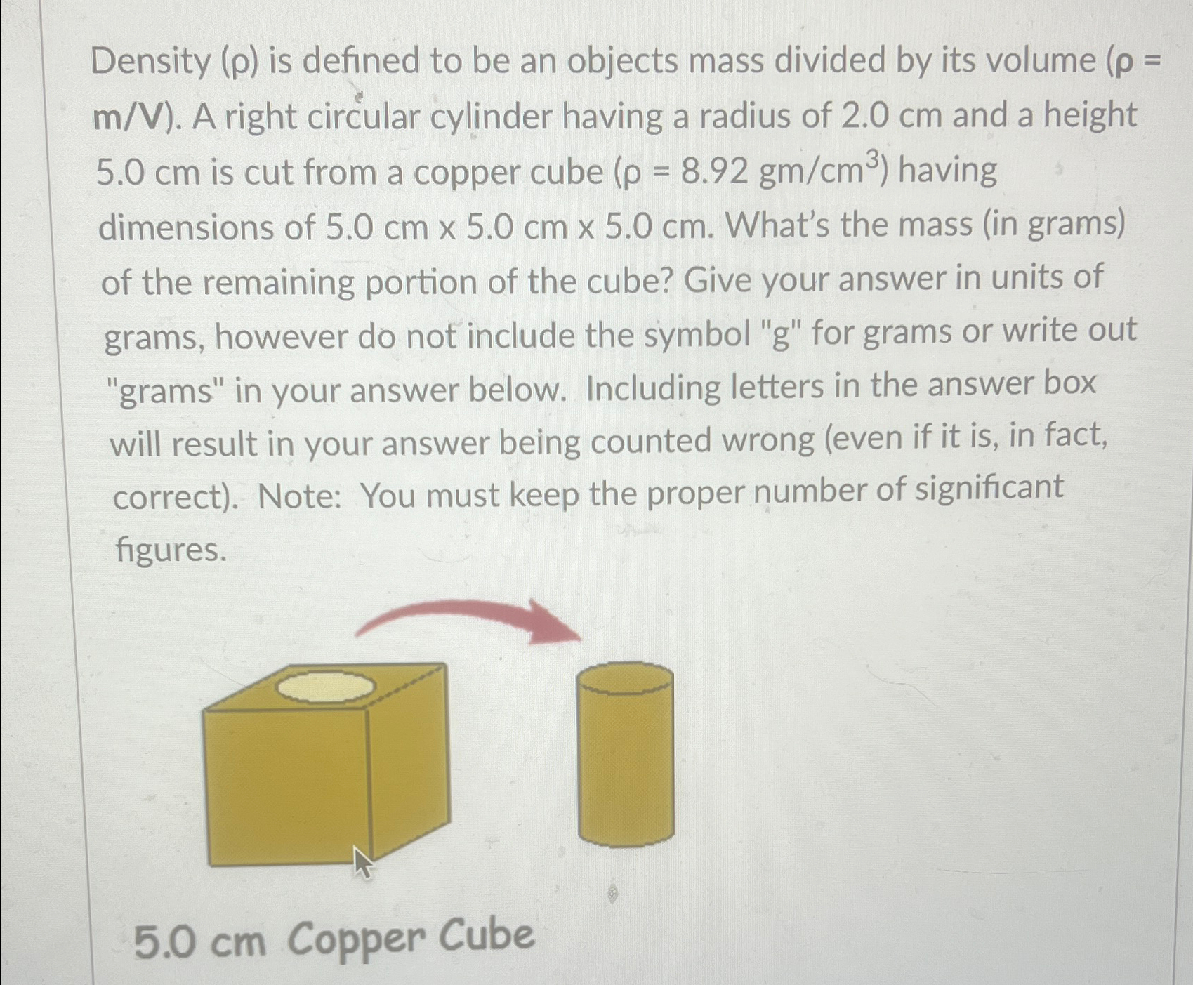 Solved Density (ρ) ﻿is defined to be an objects mass divided | Chegg.com