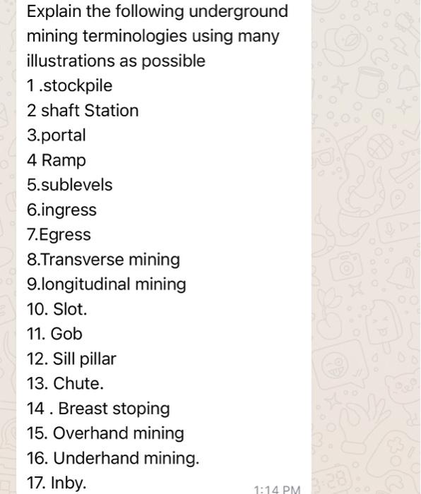 Solved Explain the following underground mining | Chegg.com