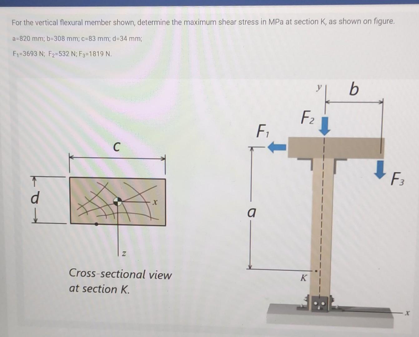Solved For the vertical flexural member shown, determine the | Chegg.com