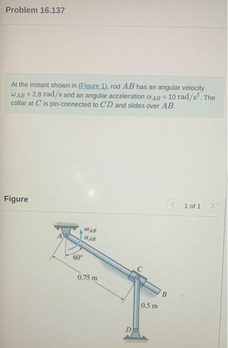 Solved At the instant shown in (Figure 1), rod AB has an | Chegg.com