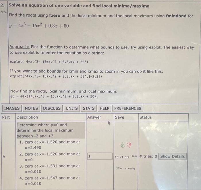 Solved Solve an equation of one variable and find local | Chegg.com