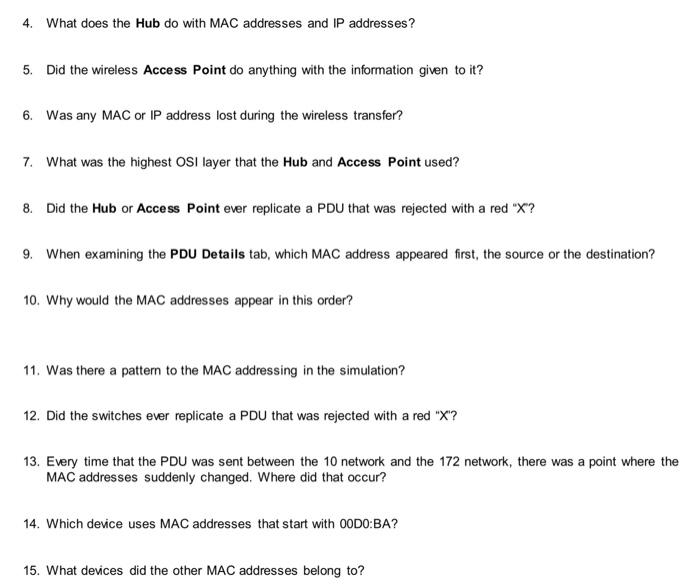 Solved Dest. MAC Src MAC Src IPv4 Dest IPv4 At Device | Chegg.com