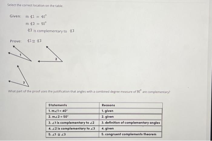 Solved Select the correct location on the table. Given: m *1 | Chegg.com