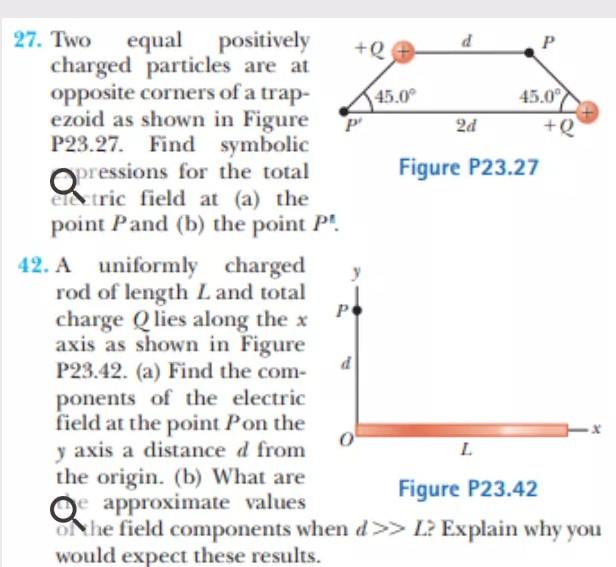 Solved 24 + 27. Two equal positively +Q P charged particles | Chegg.com