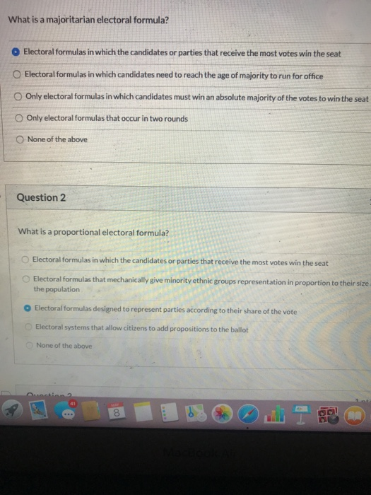 Solved What is a majoritarian electoral formula? Electoral | Chegg.com