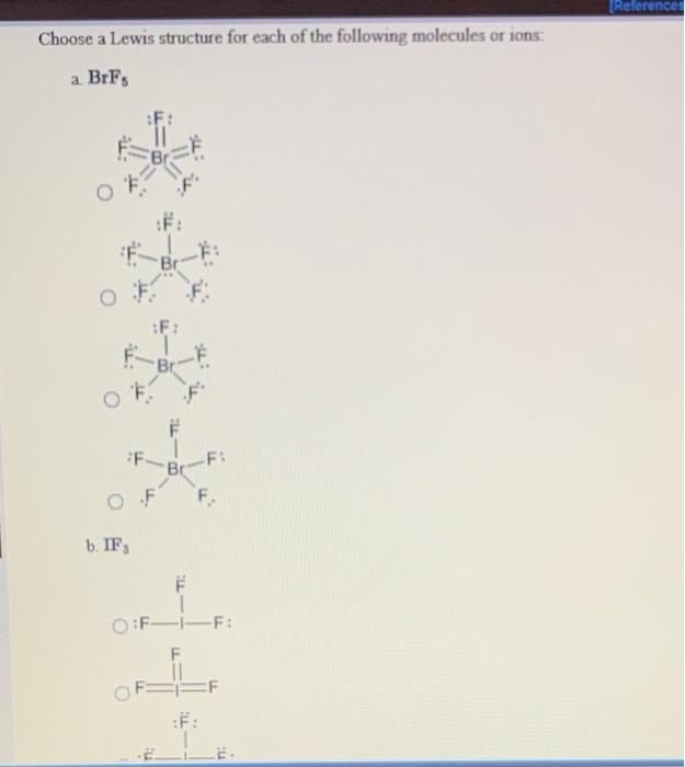 Solved (References Choose a Lewis structure for each of the | Chegg.com