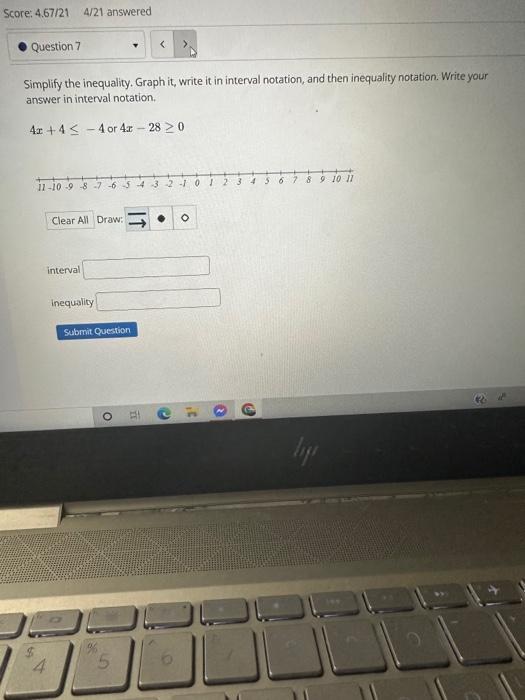 Solved Simplify the inequality. Graph it, write it in | Chegg.com