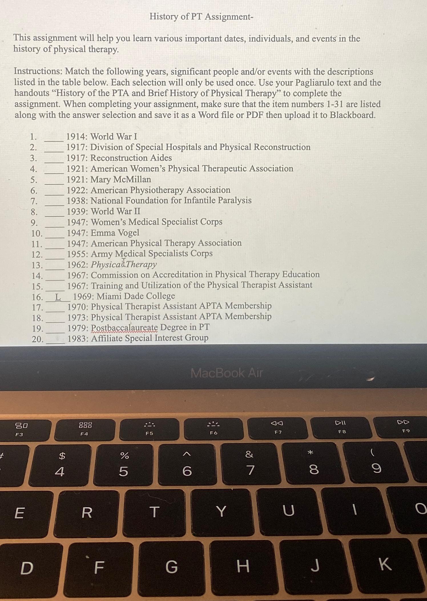 Solved History of PT Assignment-This assignment will help | Chegg.com