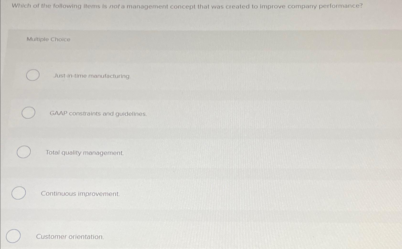 Solved Which of the following items is not a management | Chegg.com