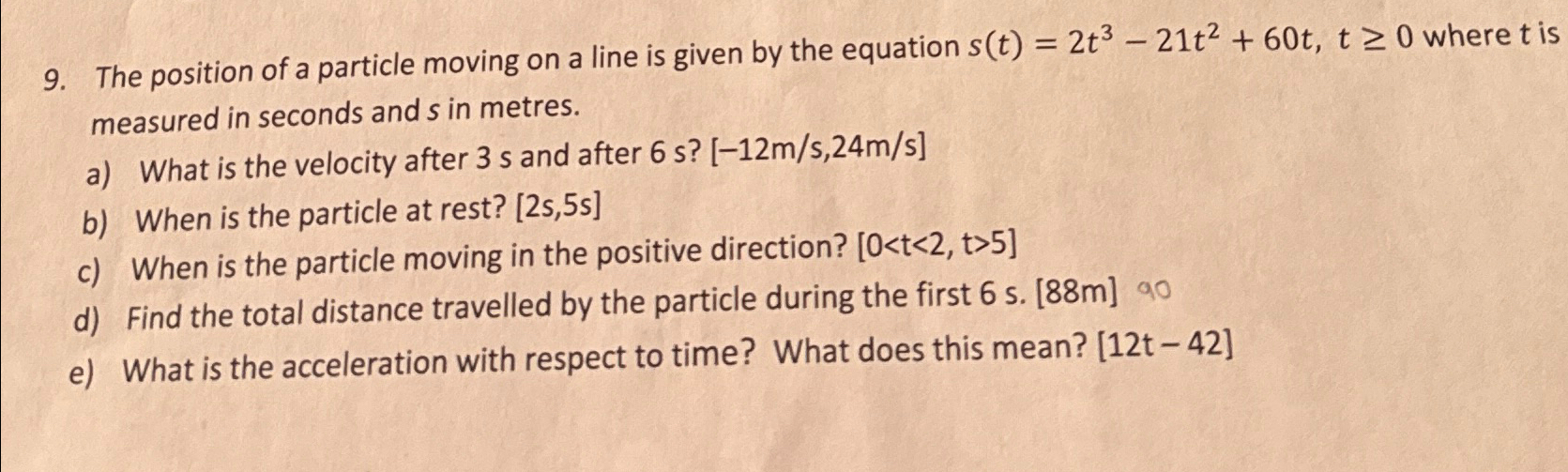 Solved The position of a particle moving on a line is given | Chegg.com