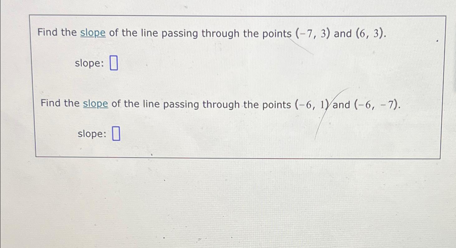 Solved Find the slope of the line passing through the points | Chegg.com