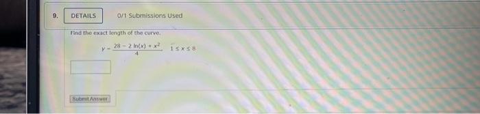 Solved Find the exact length of the curve. y=428−2ln(x)+x2 | Chegg.com