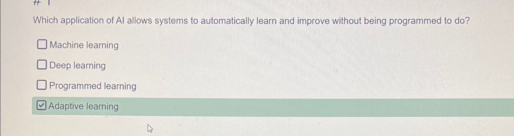 Solved Which application of Al allows systems to | Chegg.com