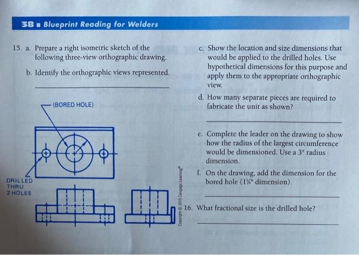 Solved 38. Blueprint Reading for Welders 15. a. Prepare a | Chegg.com