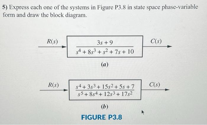 Solved 5) Express each one of the systems in Figure P3.8 in | Chegg.com