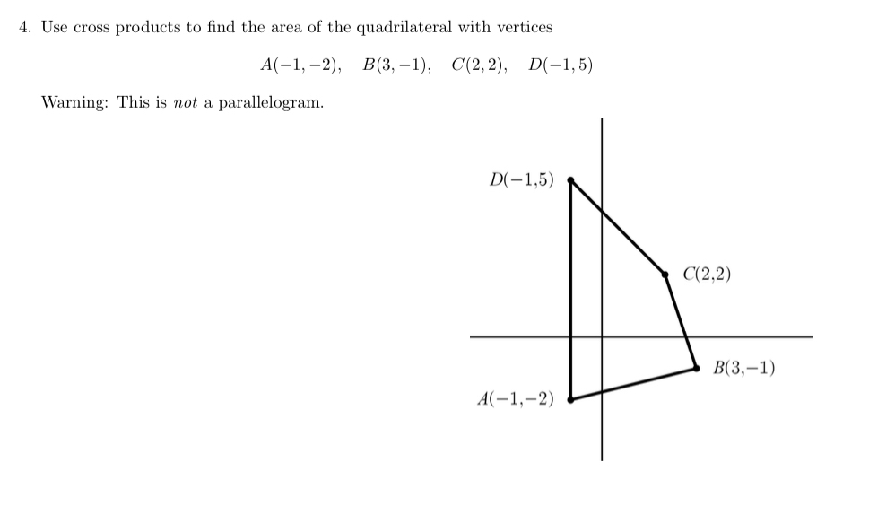 Solved Use cross products to find the area of the | Chegg.com