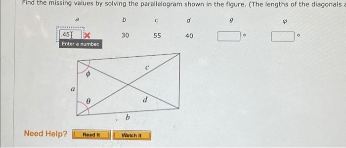 Solved Find the missing values by solving the parallelogram | Chegg.com