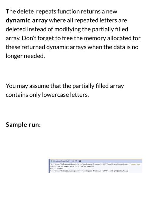 Solved Write a function called delete_repeats that has a | Chegg.com
