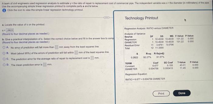 Solved Use the accompanying simple linear regression | Chegg.com