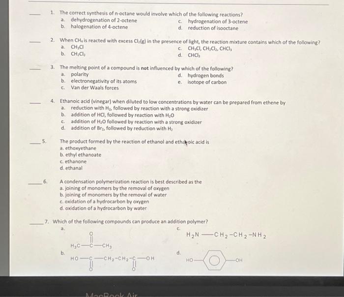 Solved 1. Complete the following reactions. Include all | Chegg.com