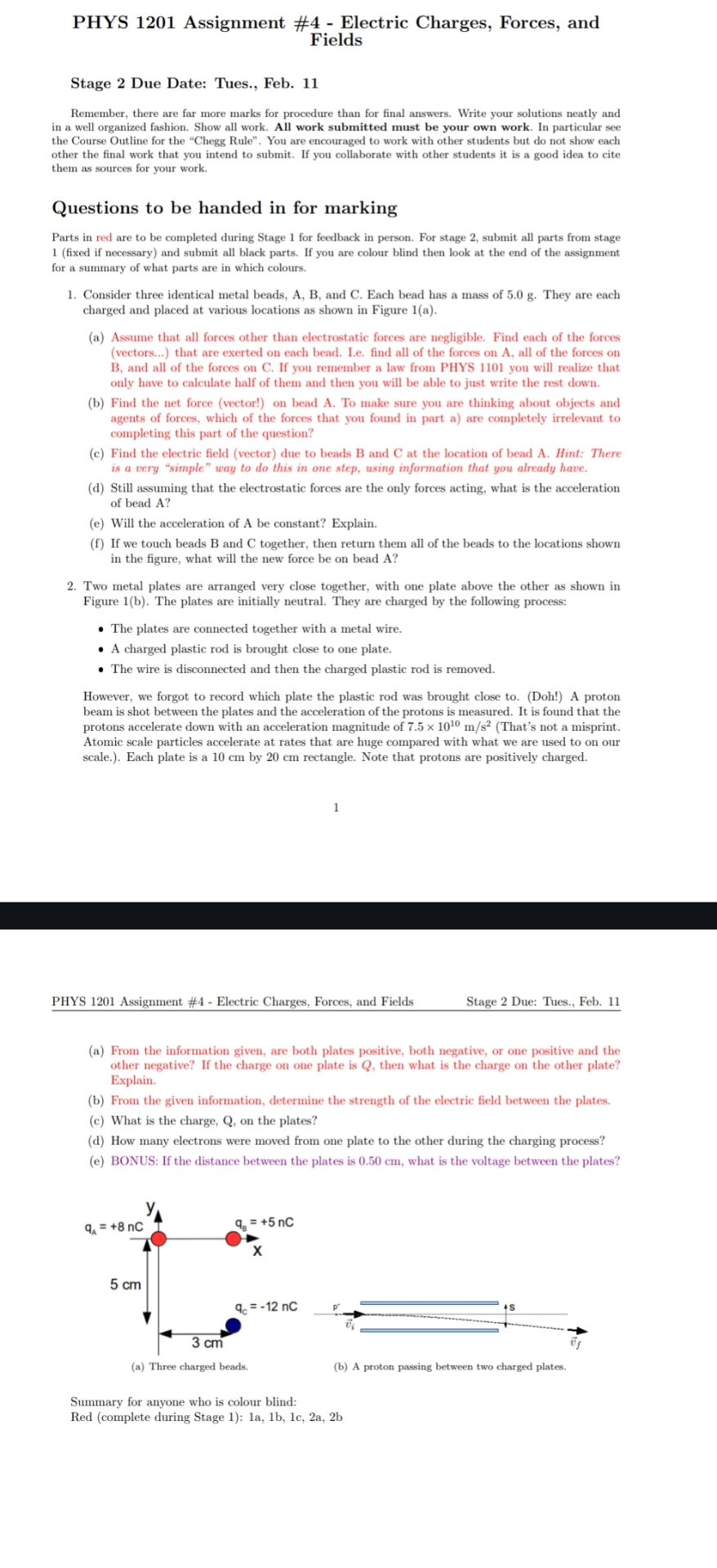 PHYS 1201 ﻿Assignment #4 - ﻿Electric Charges, Forces, | Chegg.com