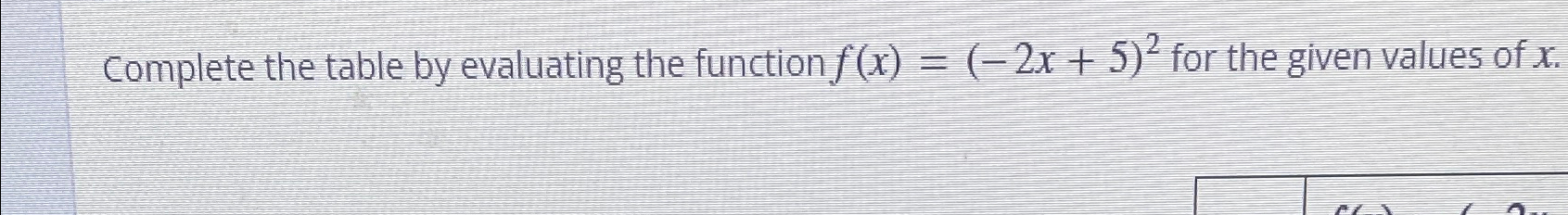 Solved Complete the table by evaluating the function | Chegg.com