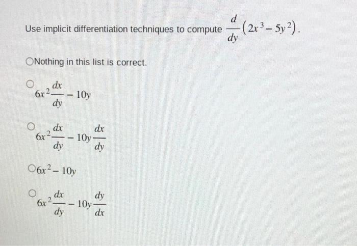 Solved Use implicit differentiation techniques to compute | Chegg.com