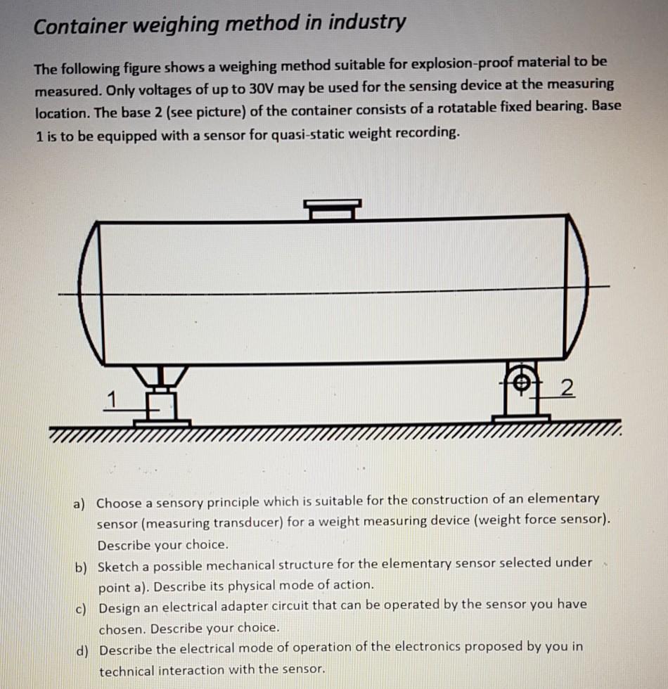 Container weighing method in industry The following | Chegg.com