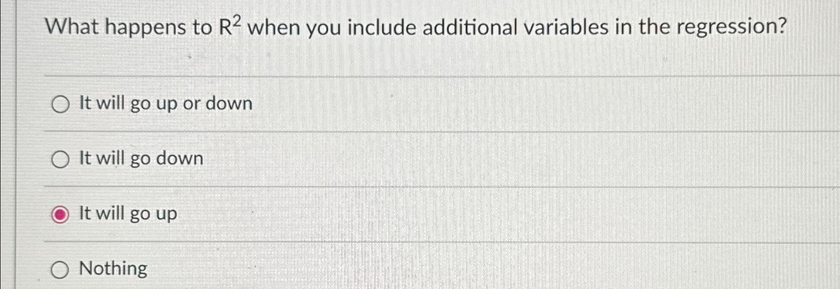 Solved What happens to R2 ﻿when you include additional | Chegg.com