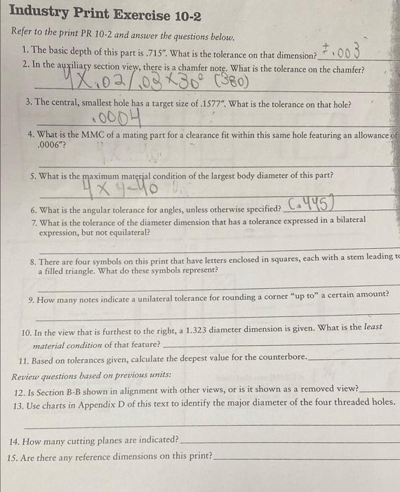 Industry Print Exercise 10−2 Refer to the print PR | Chegg.com