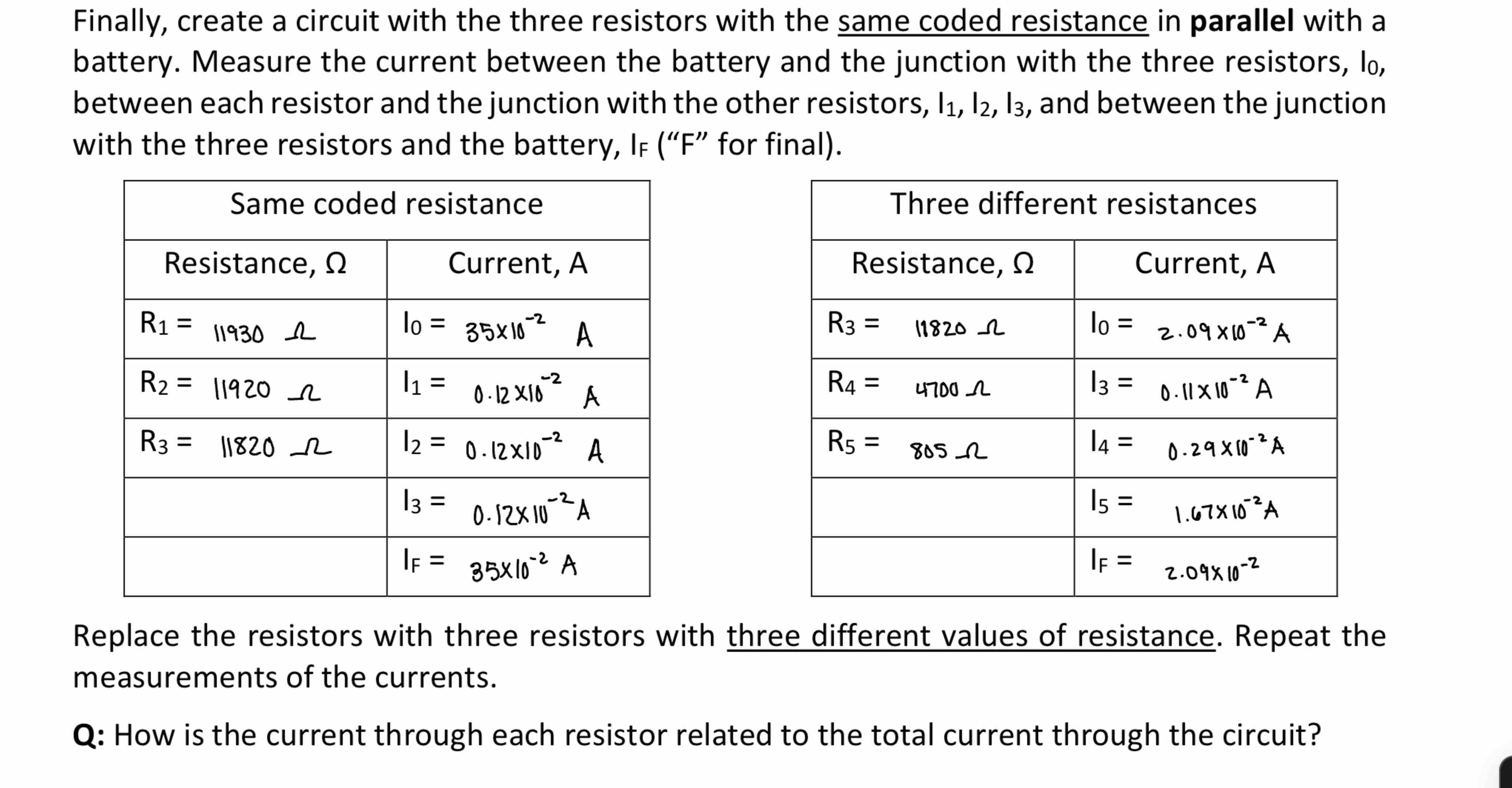 Solved Finally, create a circuit with the three resistors | Chegg.com