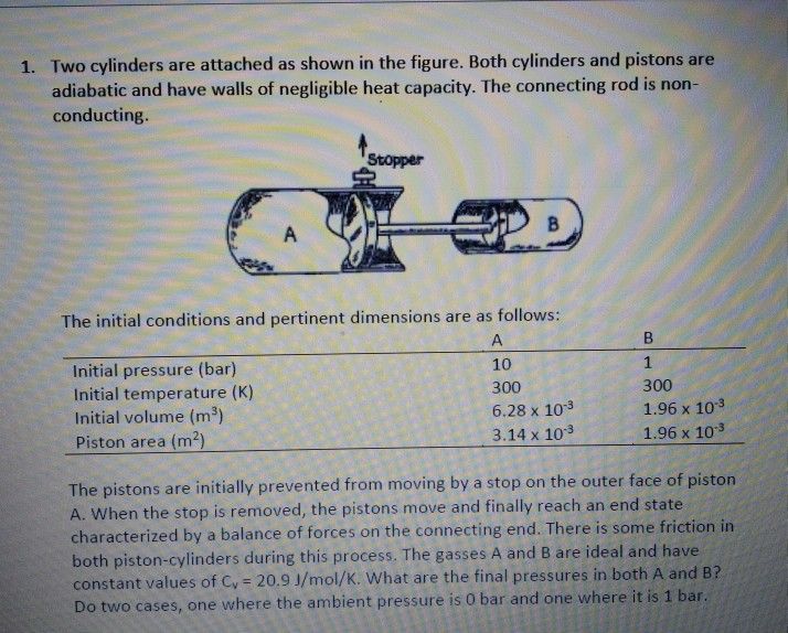 Solved 1. Two cylinders are attached as shown in the figure. | Chegg.com