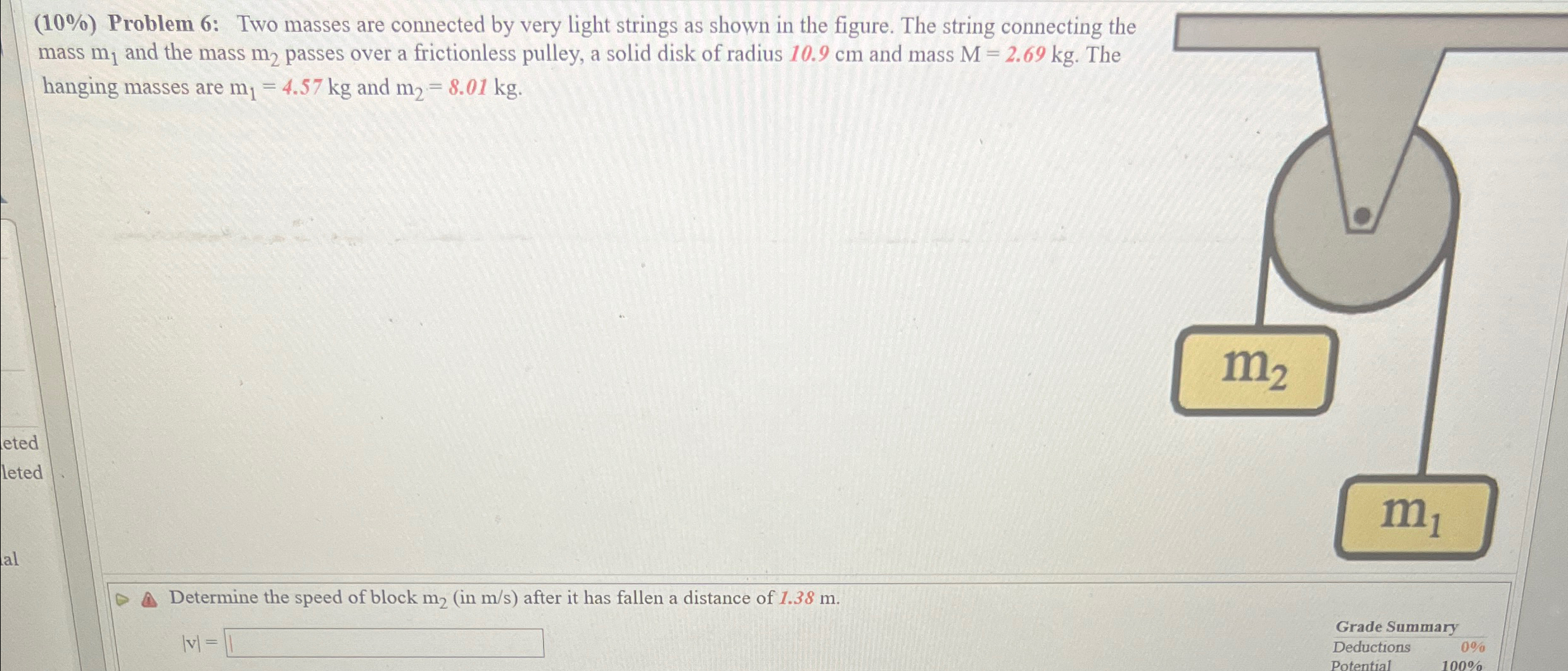 Solved (10%) ﻿Problem 6: Two masses are connected by very | Chegg.com