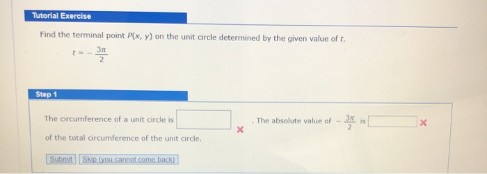 Solved Tutorial Exercise Find the terminal point P(x, y) on | Chegg.com
