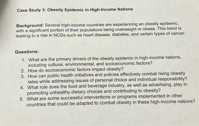 Solved Case Study 3: Obesity Epidemic in High-Income Nations | Chegg.com