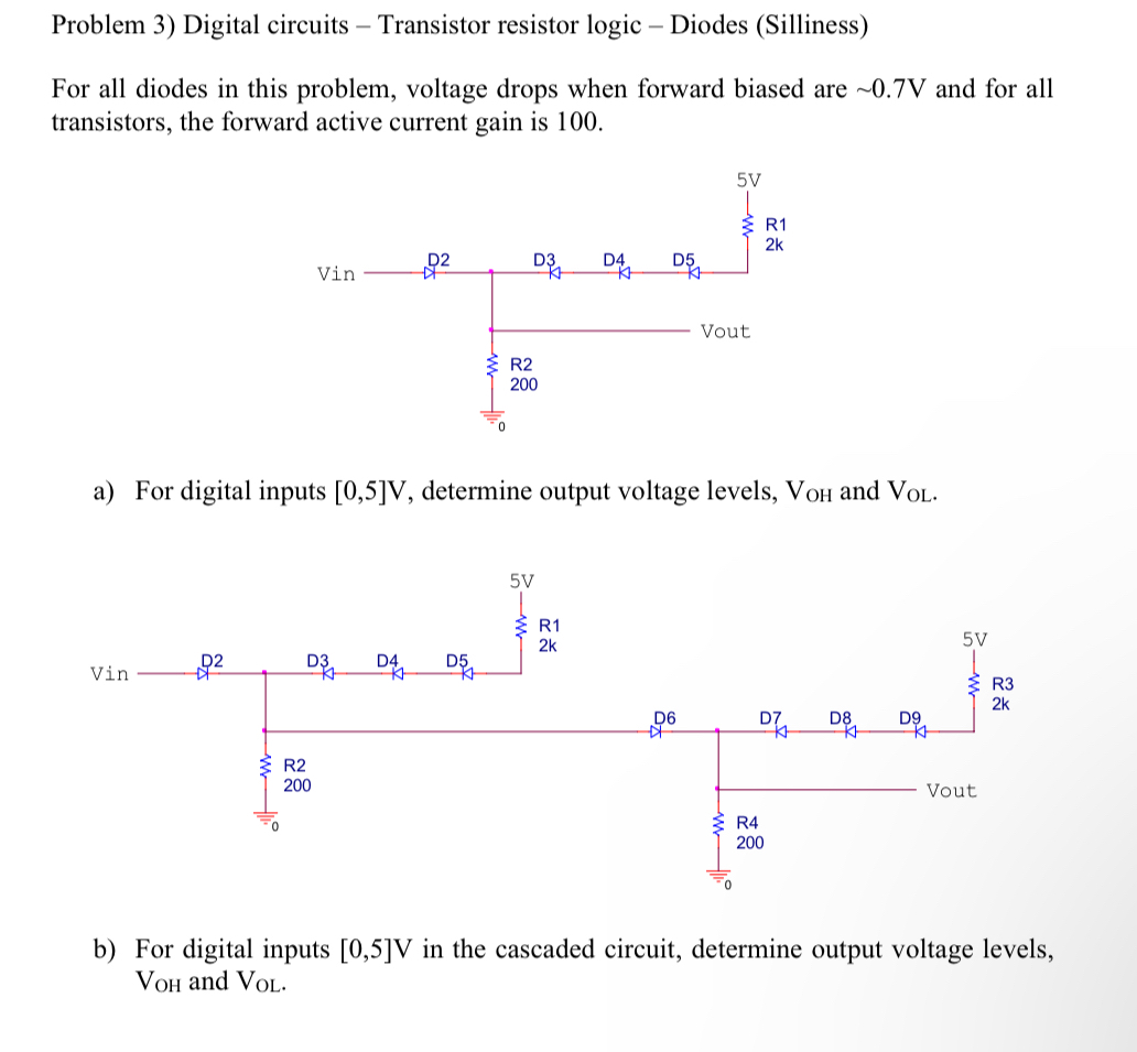 Problem 3) ﻿Digital circuits - ﻿Transistor resistor | Chegg.com