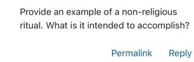 Provide an example of a non-religious ritual. What is | Chegg.com