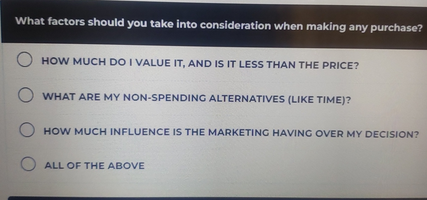 Solved What factors should you take into consideration when | Chegg.com