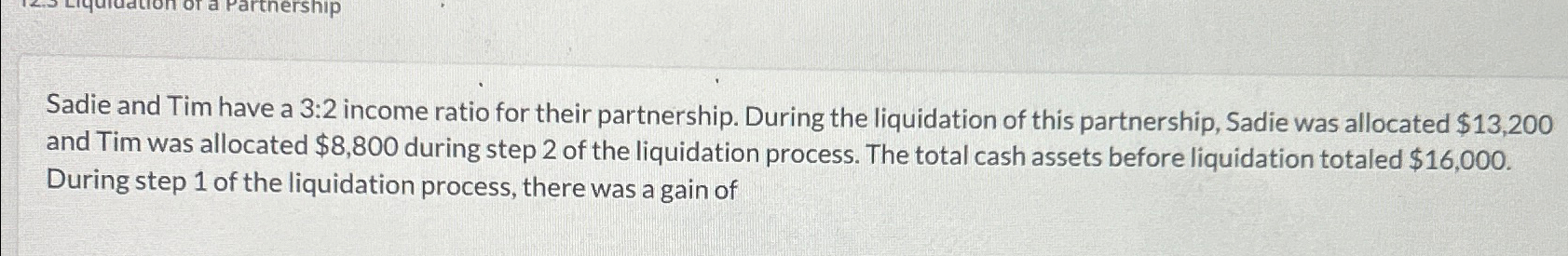 Solved Sadie and Tim have a 3:2 ﻿income ratio for their | Chegg.com