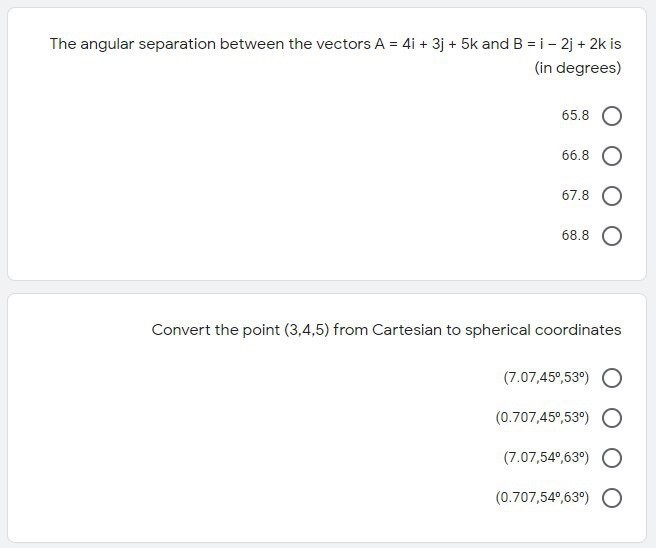 Solved The angular separation between the vectors A = 4i + | Chegg.com