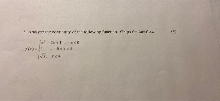 Solved 5. Analyse the continuity of the following function. | Chegg.com