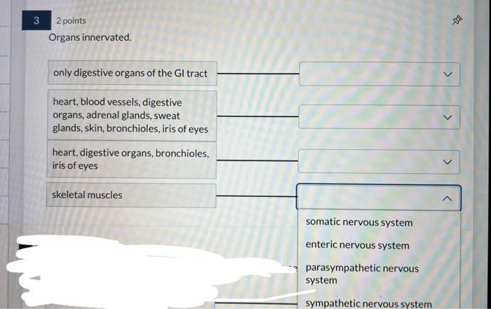 Solved 32 points Organs innervated. only digestive organs of | Chegg.com