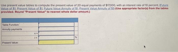 Solved Use Present Value Tables To Compute The Present Value 6755