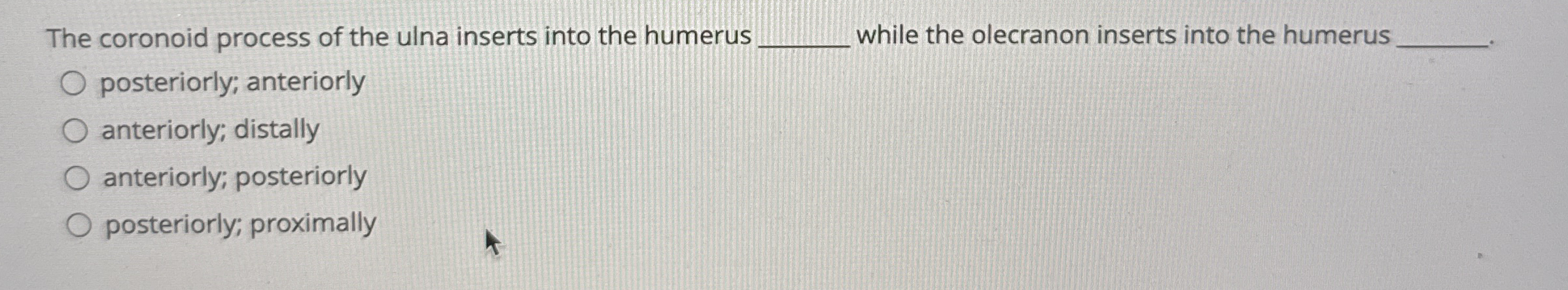Solved The coronoid process of the ulna inserts into the | Chegg.com