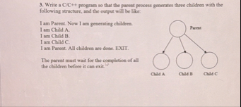 Write a CC program so that the pareat process | Chegg.com