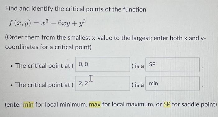 Solved How many critical points does f (x, y) = (y2 - 1)(e* | Chegg.com