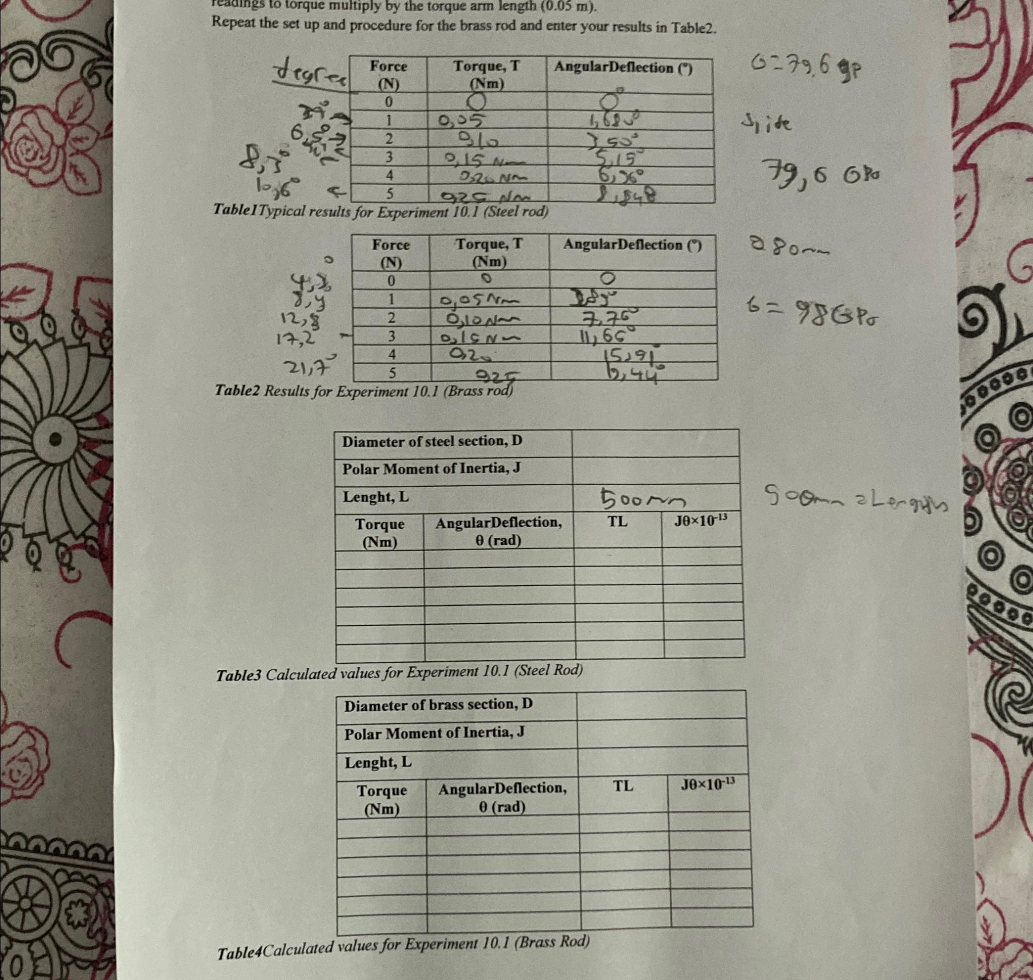 Solved Repeat the set up and procedure for the brass rod and | Chegg.com