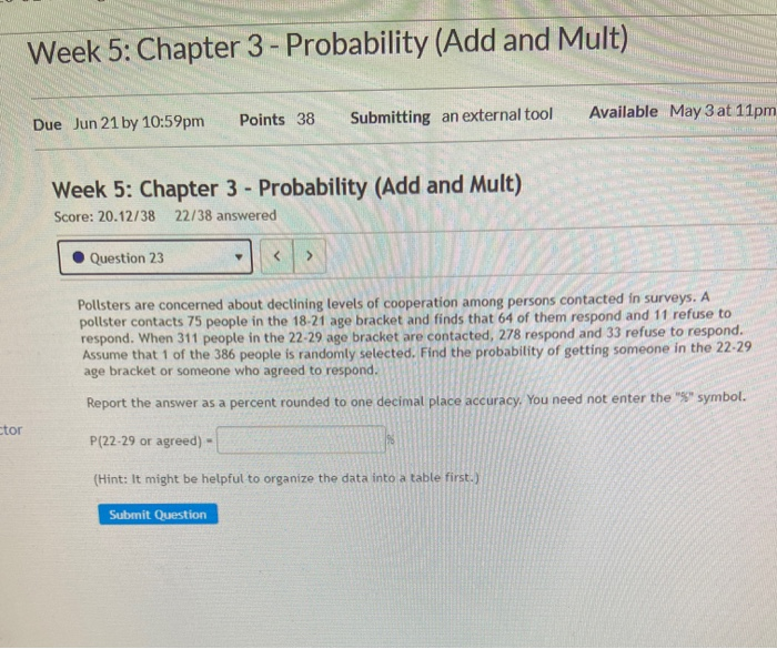 Solved Week 5: Chapter 3 - Probability (Add and Mult) Due | Chegg.com