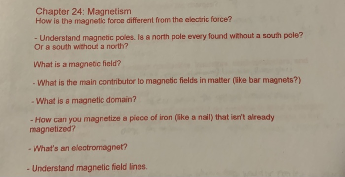 Solved Chapter 24: Magnetism How is the magnetic force | Chegg.com